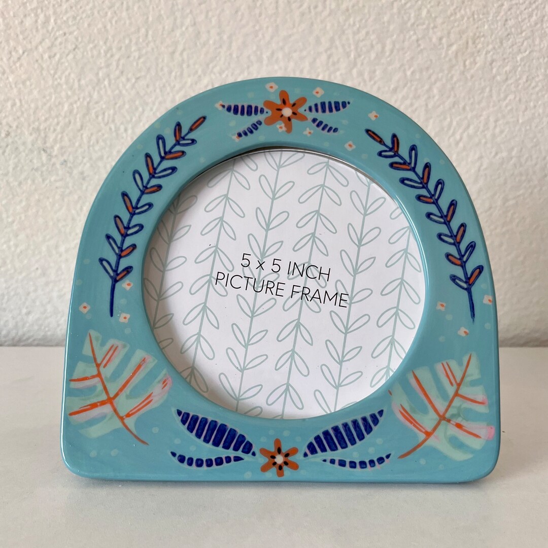 Handpainted Turquoise Frame With Floral Detail - Etsy