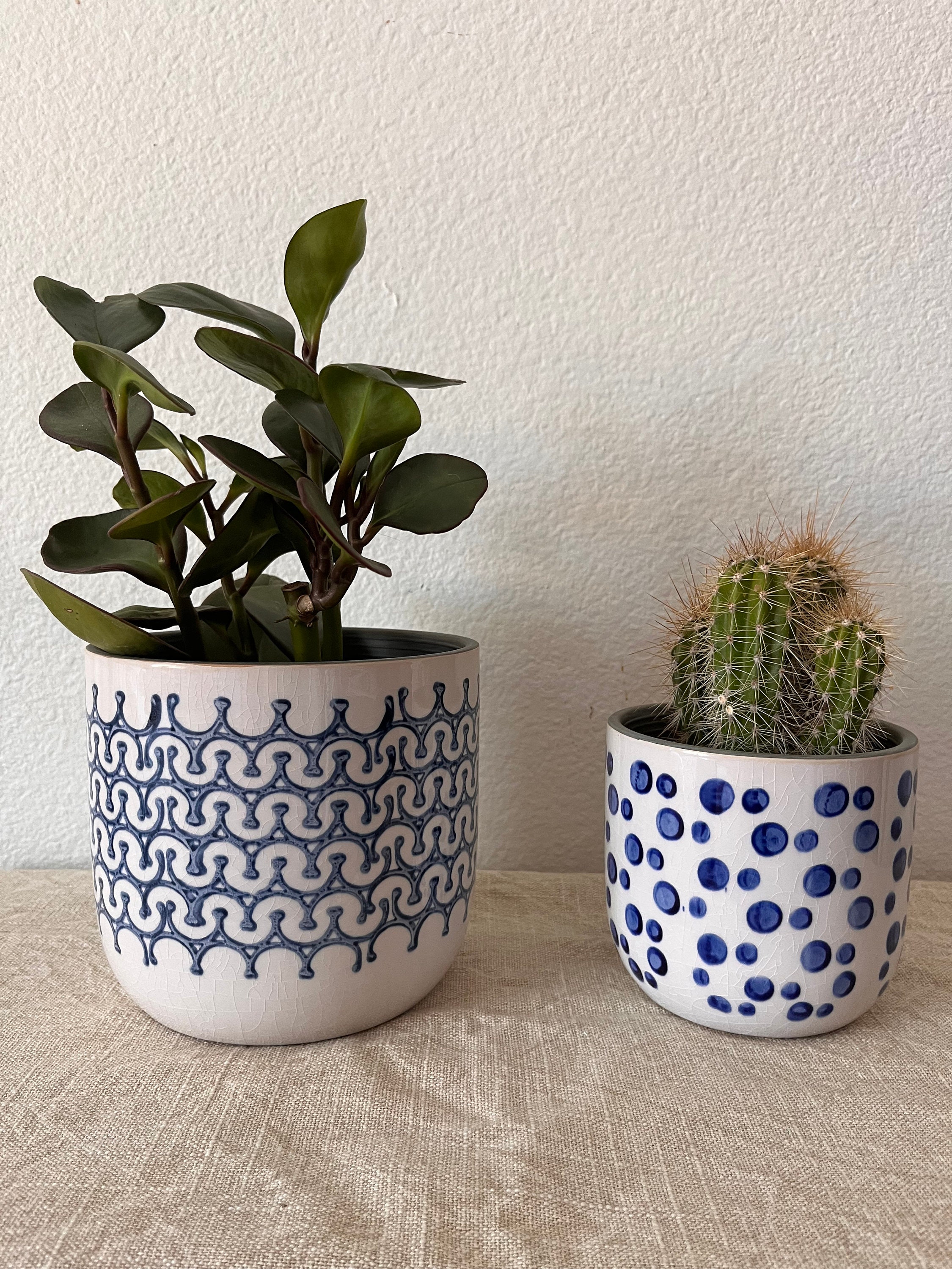 Ceramic White Planter With Abstract - Etsy