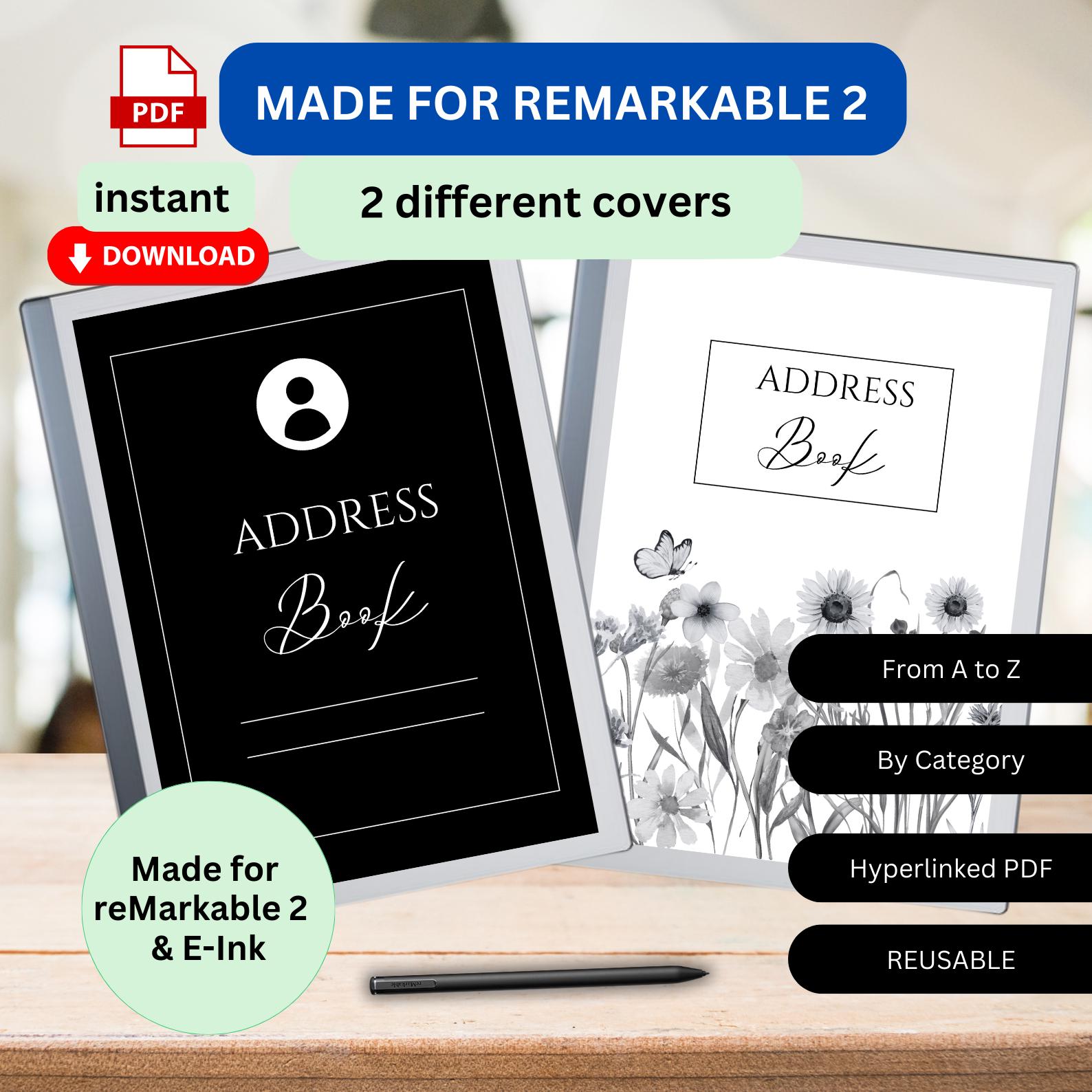 Remarkable 2 Address Book Template | Hyperlinked Digital Contact Log ...