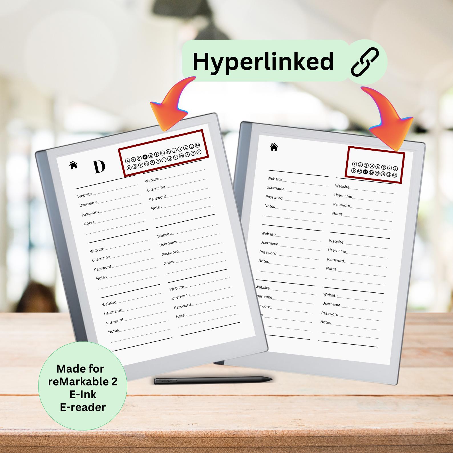 Passwords Tracker Template for Remarkable 2 Password Book RM2 Password ...