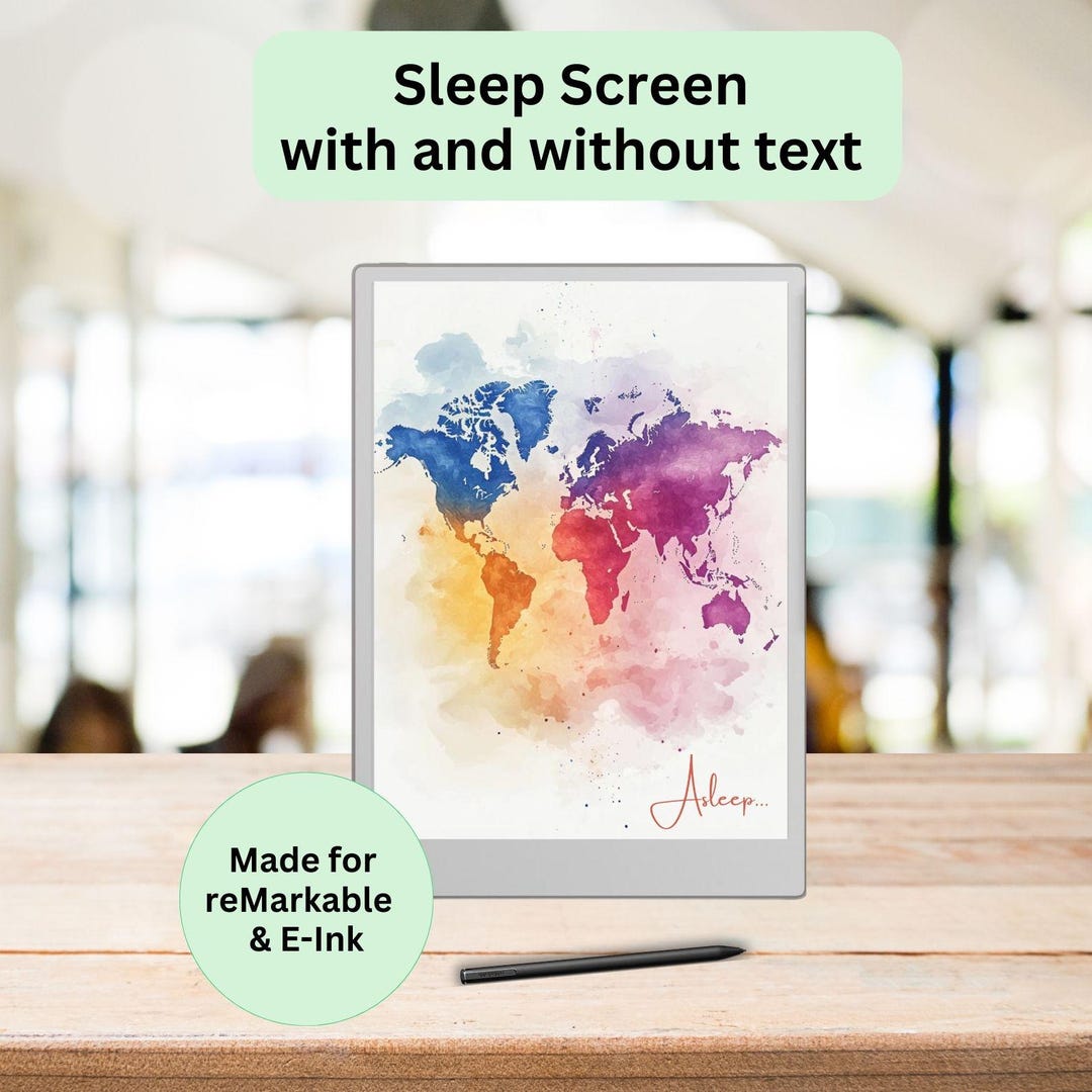World Map Sleep Screen for Remarkable 2 / Onyx Boox (PNG Digital ...