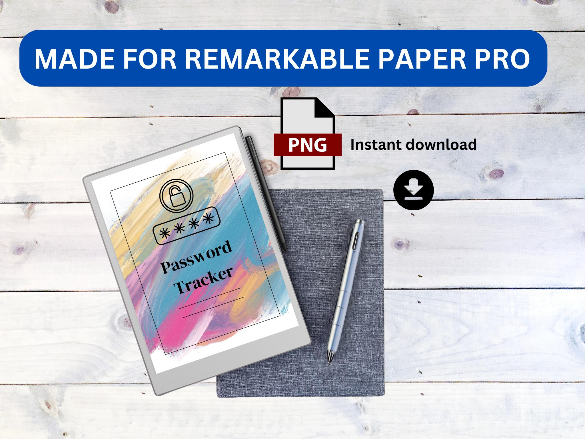 Passwords Tracker Hyperlinked Template for Remarkable Paper Pro ...