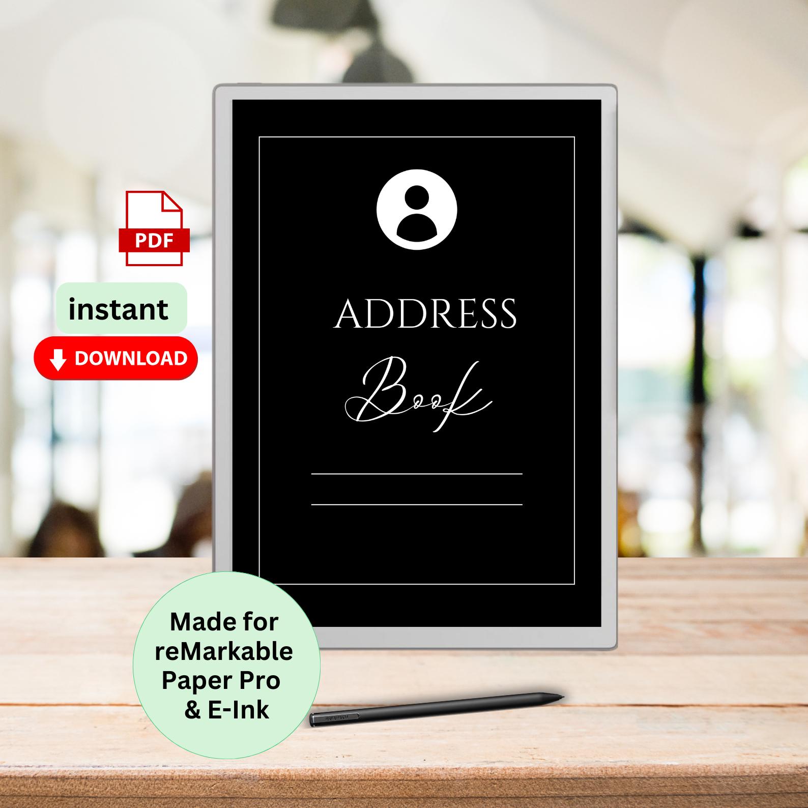 Address Book Hyperlinked Template for Remarkable Paper Pro Contact Book ...