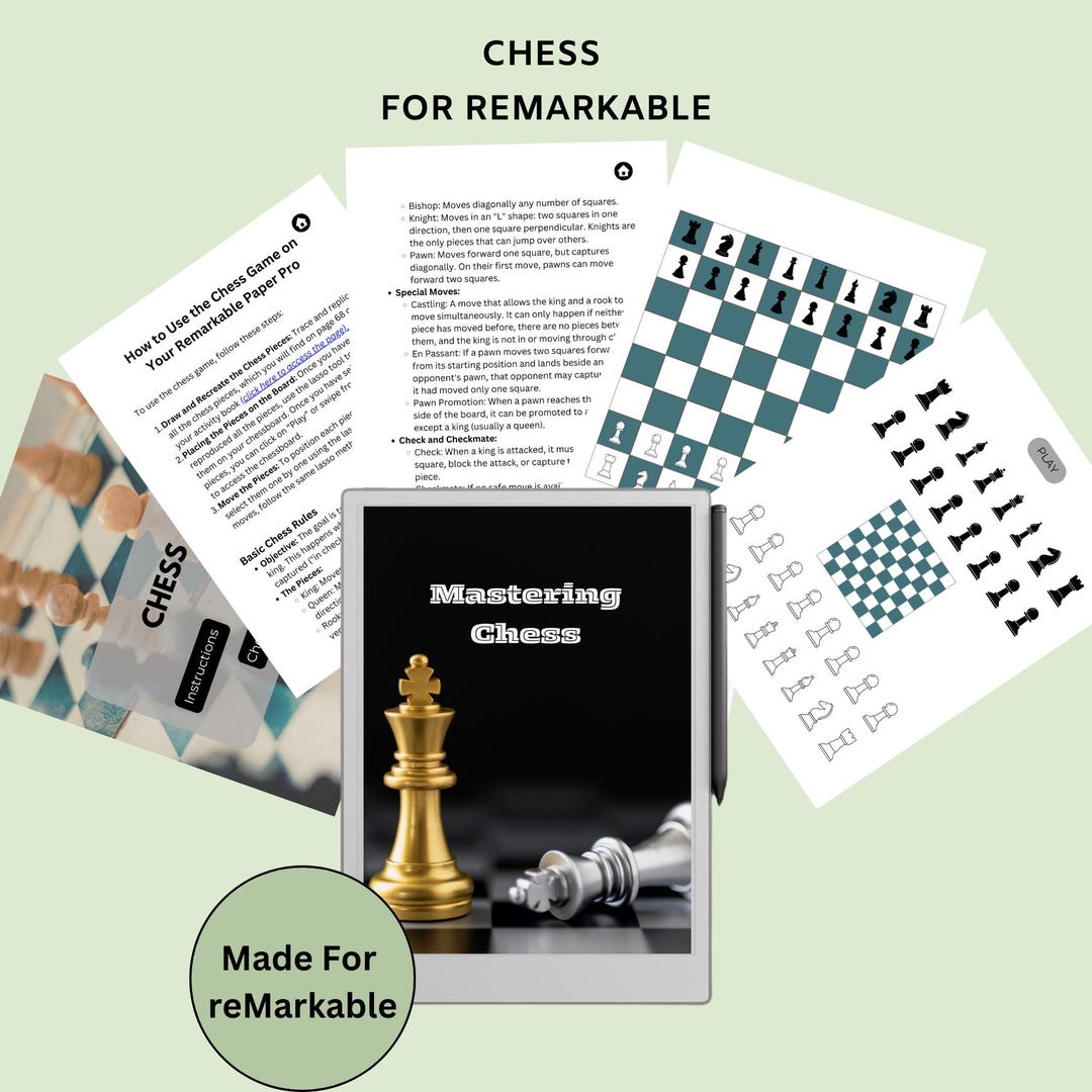 Chess Game for Remarkable Paper Pro, Chessboard PDF (digital Download ...