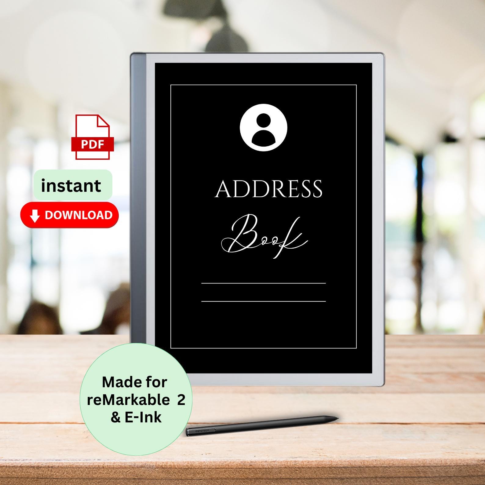Remarkable 2 Address Book Template | Hyperlinked Digital Contact Log ...