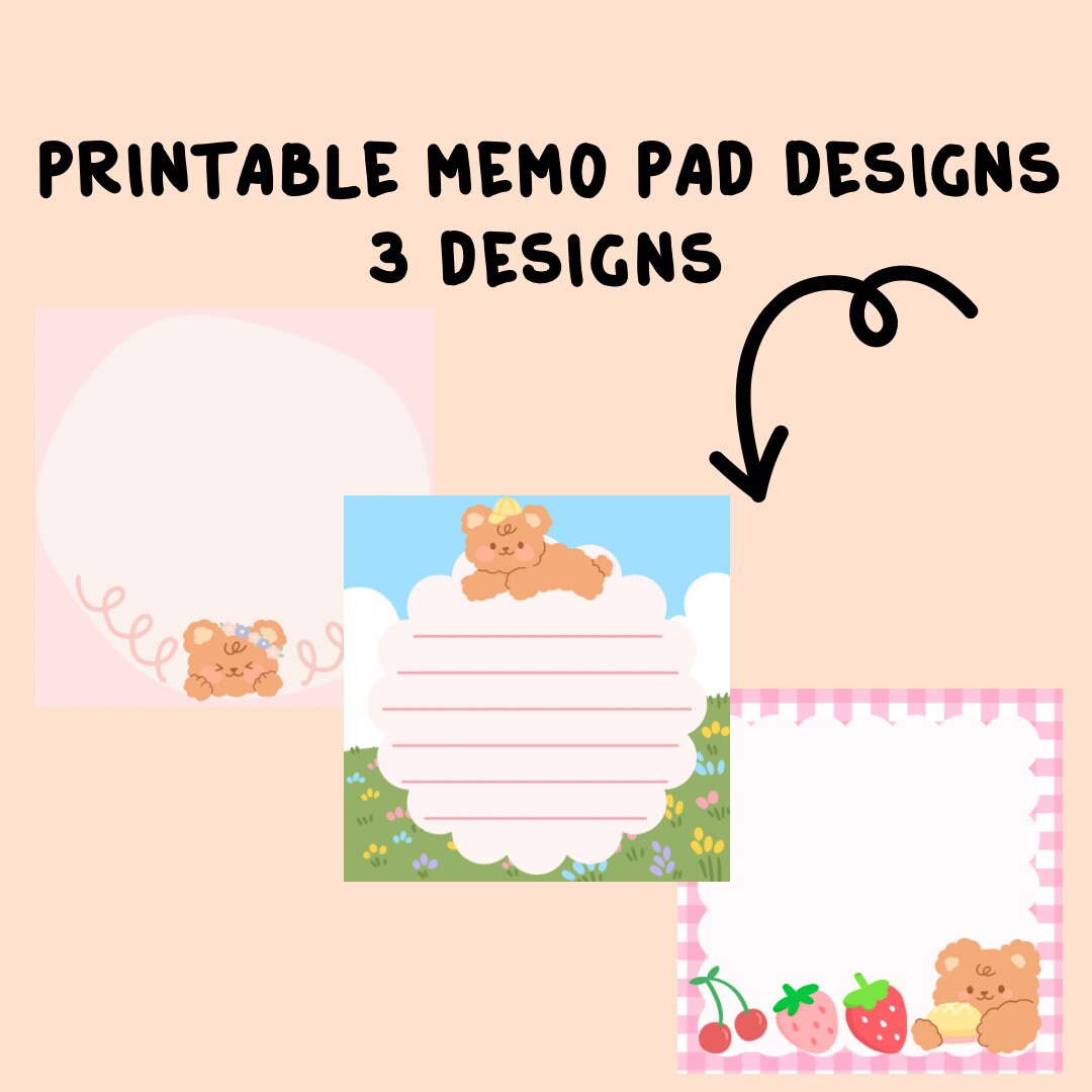Printable Bear Memopad Design Bundle Notepad PNG Instant Download - Etsy