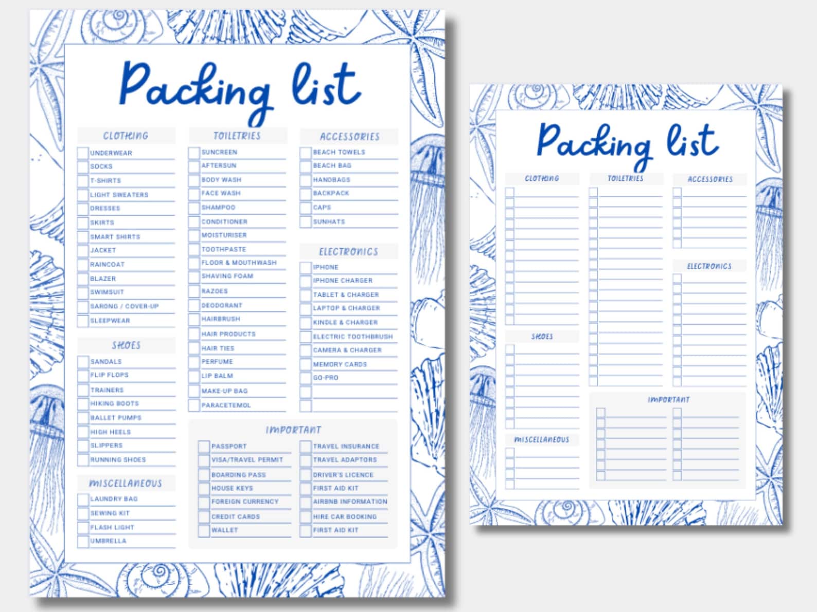 Printable Packing List, Travel Planner, Packing Checklist, Travel ...