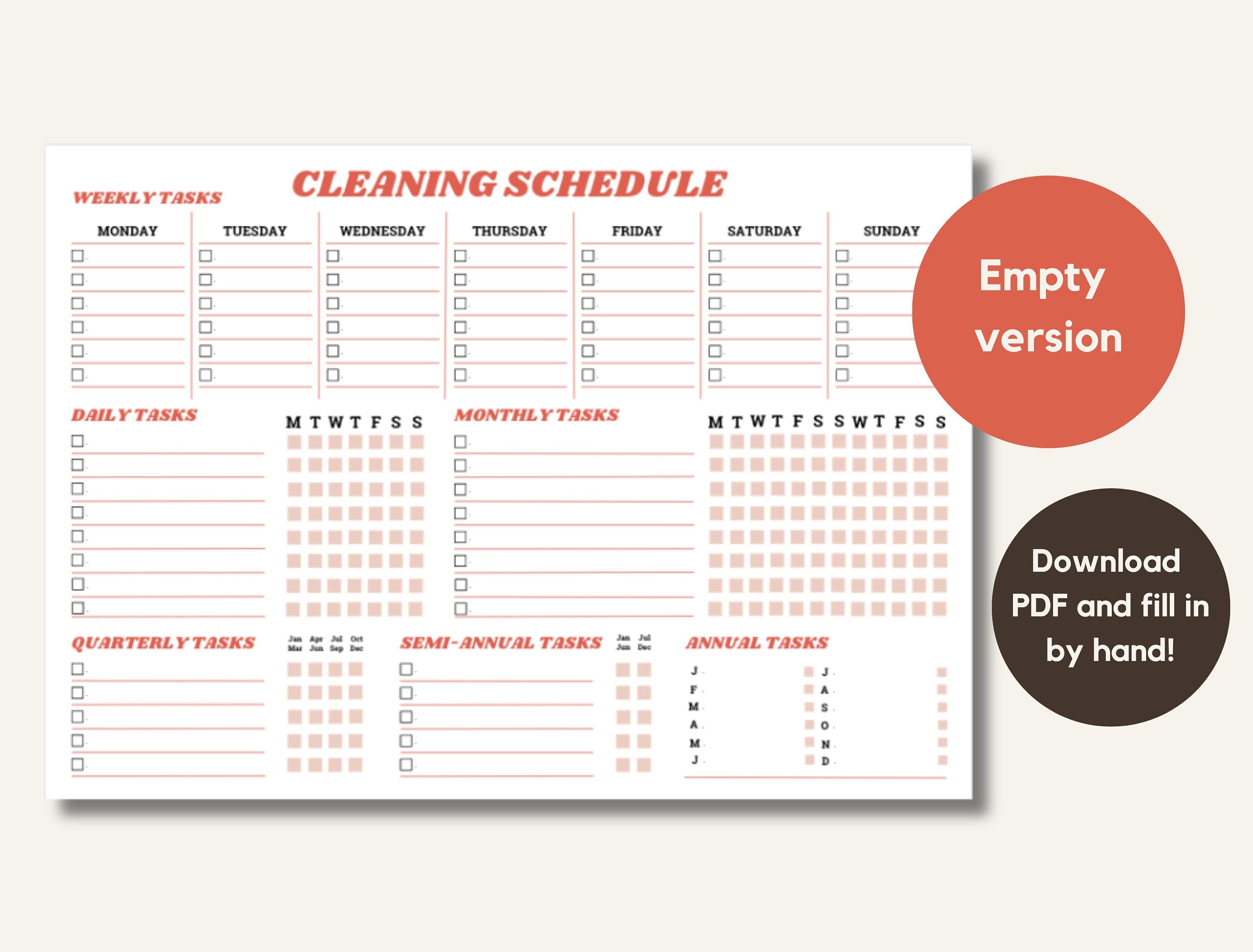 EDITABLE Cleaning Schedule Printable Weekly Monthly Yearly - Etsy UK