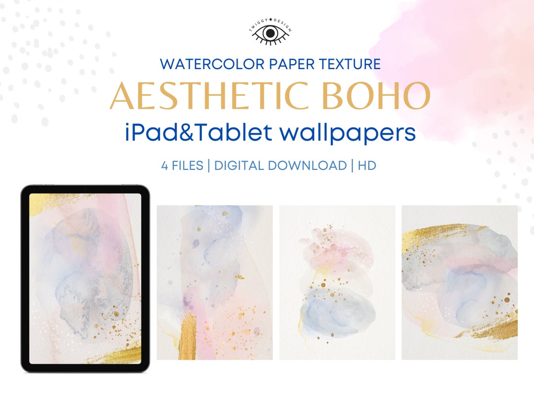 Aesthetic iPad Wallpaper, Boho Tablet Background, Watercolor Texture ...