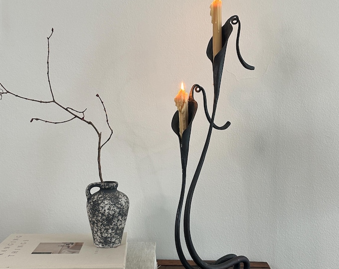 Vintage Jack Brubaker Iron Calla Lilly Sculptural Candle Holder | Hand ...