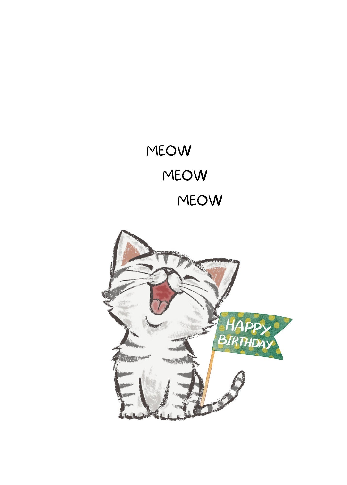 Printable Birthday Card Cat Birthday Card Happy Birthday Cards Cat ...