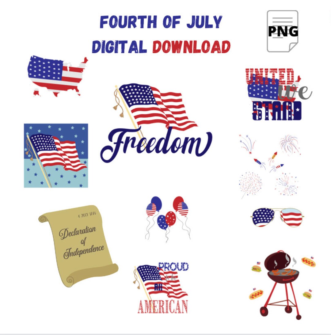 10 PNG Fourth of July - Memorial Day - Sticker - Patriotic Sticker - Etsy