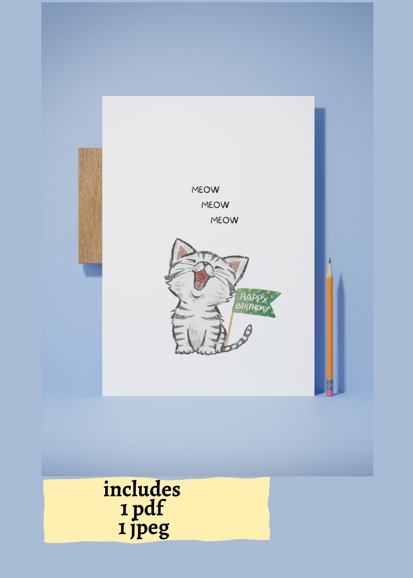 Printable Birthday Card Cat Birthday Card Happy Birthday Cards Cat ...