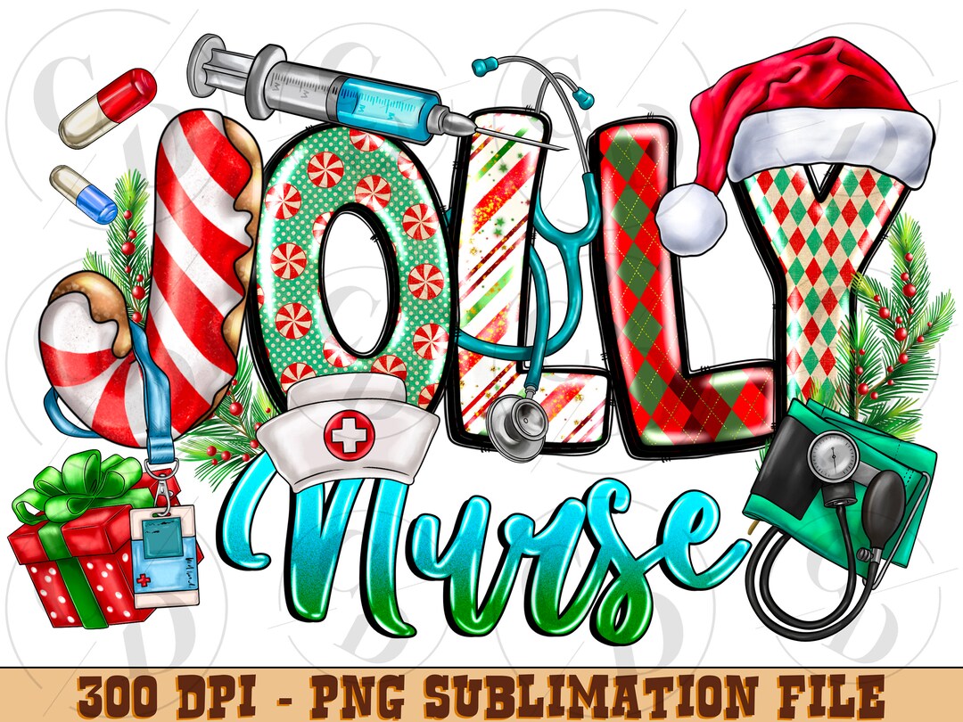 Jolly Nurse Png Sublimation Design Download, Merry Christmas Png, Happy ...