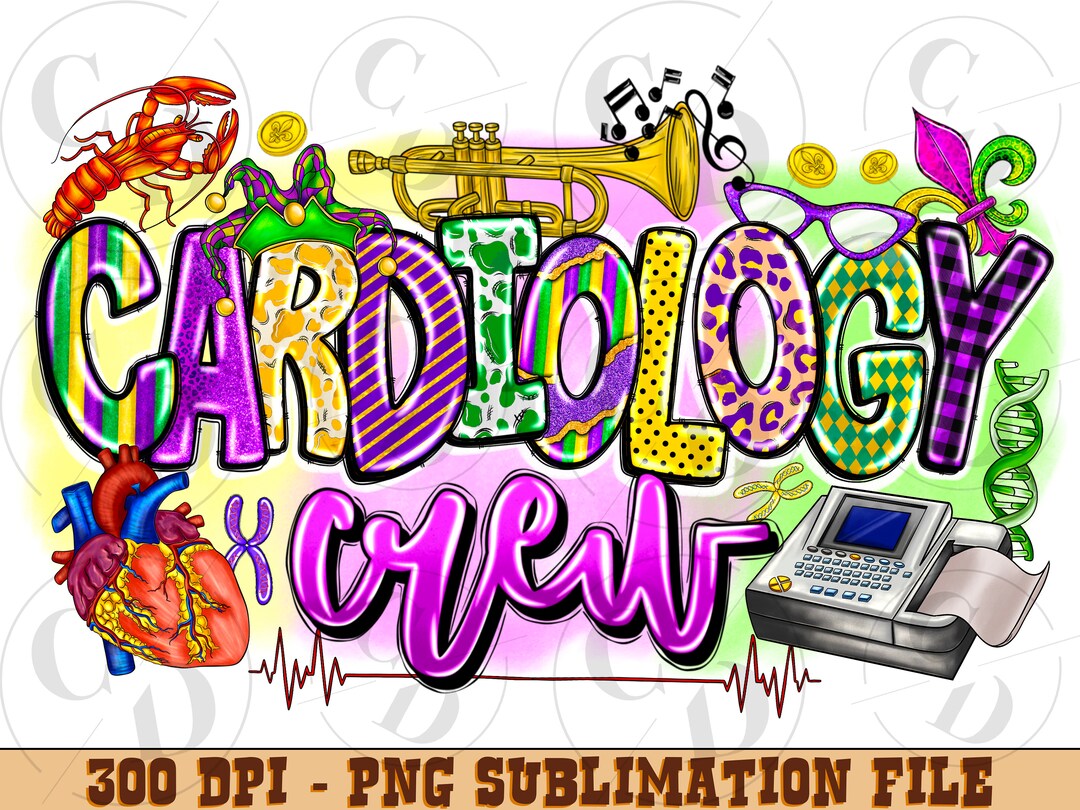 Cardiology Crew Mardi Gras Png Sublimation Design Download, Happy Mardi ...
