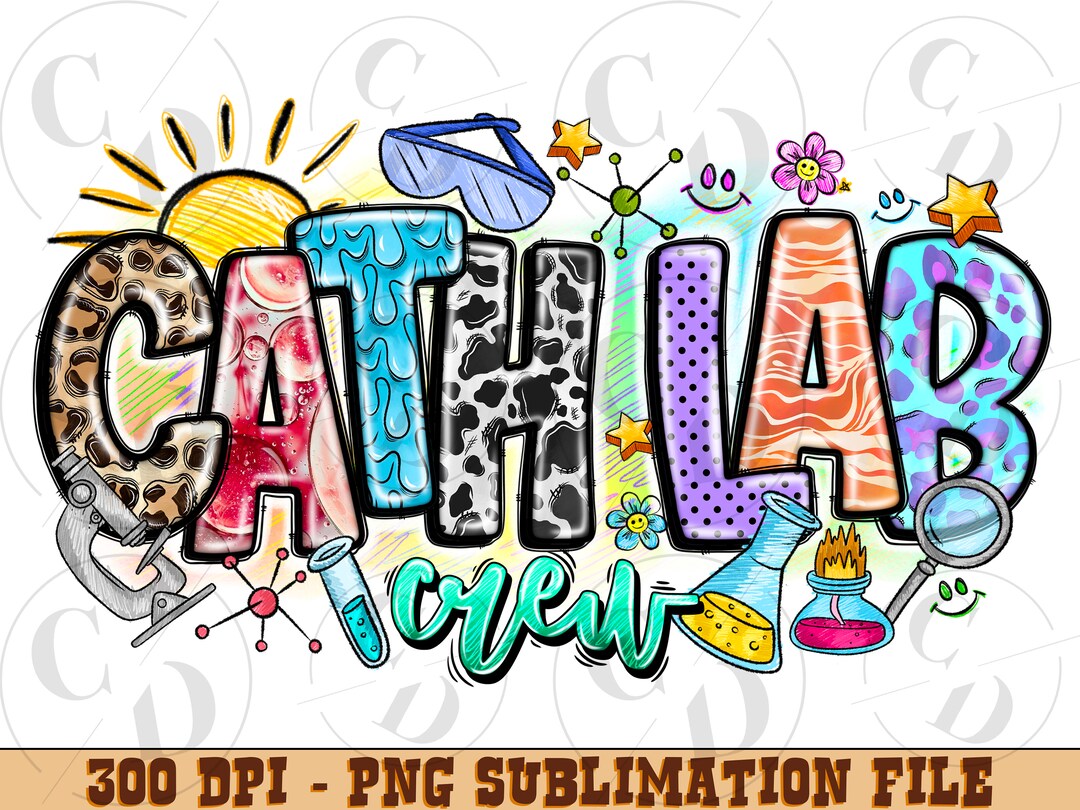 Cath Lab Crew, Cath Lab, Vintage, Nurse Png, Leopard Lettering ...