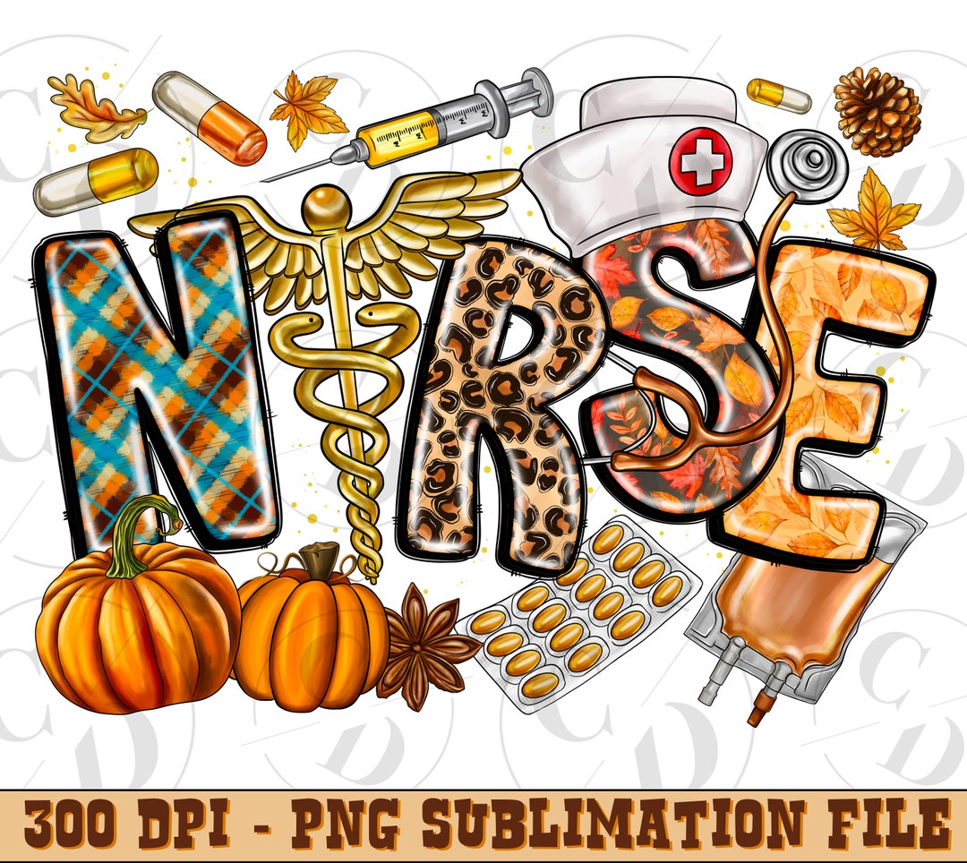 Nurse With Fall Element Png Sublimation Design, Nurse Png, Hello Fall ...