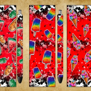 Ice Cream and Popsicles Pen Wraps Png Sublimation Design, Ice Cream Pen ...