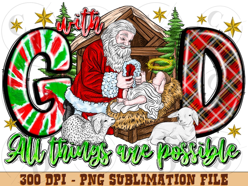 Santa Claus Nativity PNG, Christian Christmas Sublimation Design ...