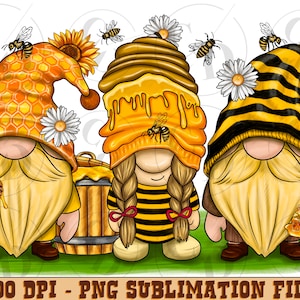 Bumble Bee Gnomes Png Sublimation Design Download, Hand Drawn Gnomes ...