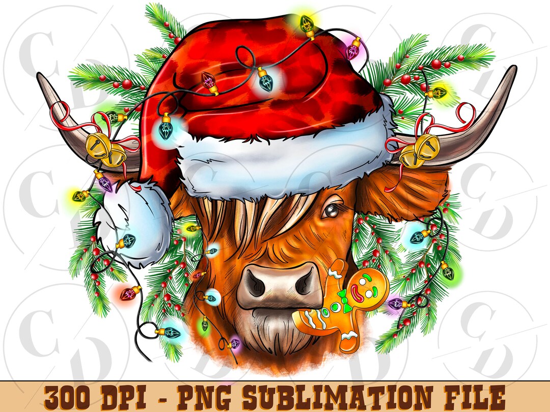 Christmas Cow PNG, Western Heifer With Lights (digital Download) - Etsy