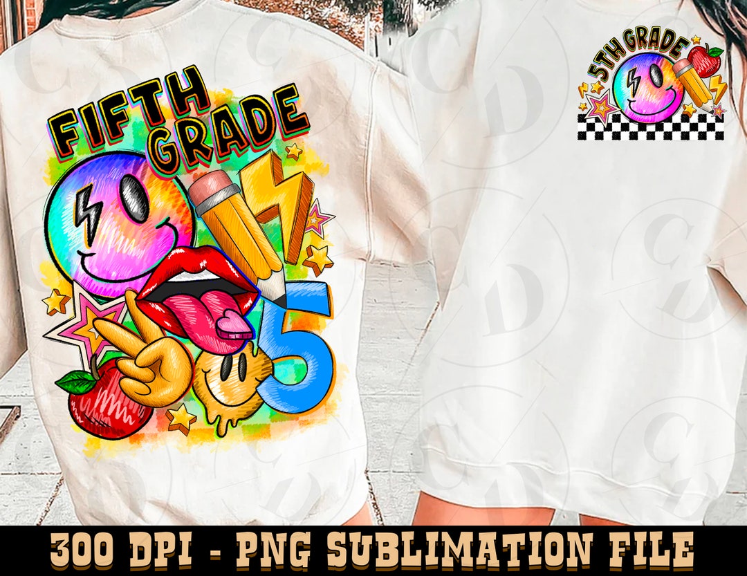 Fifth Grade Retro Smiley Sublimation Design (PNG) - Etsy
