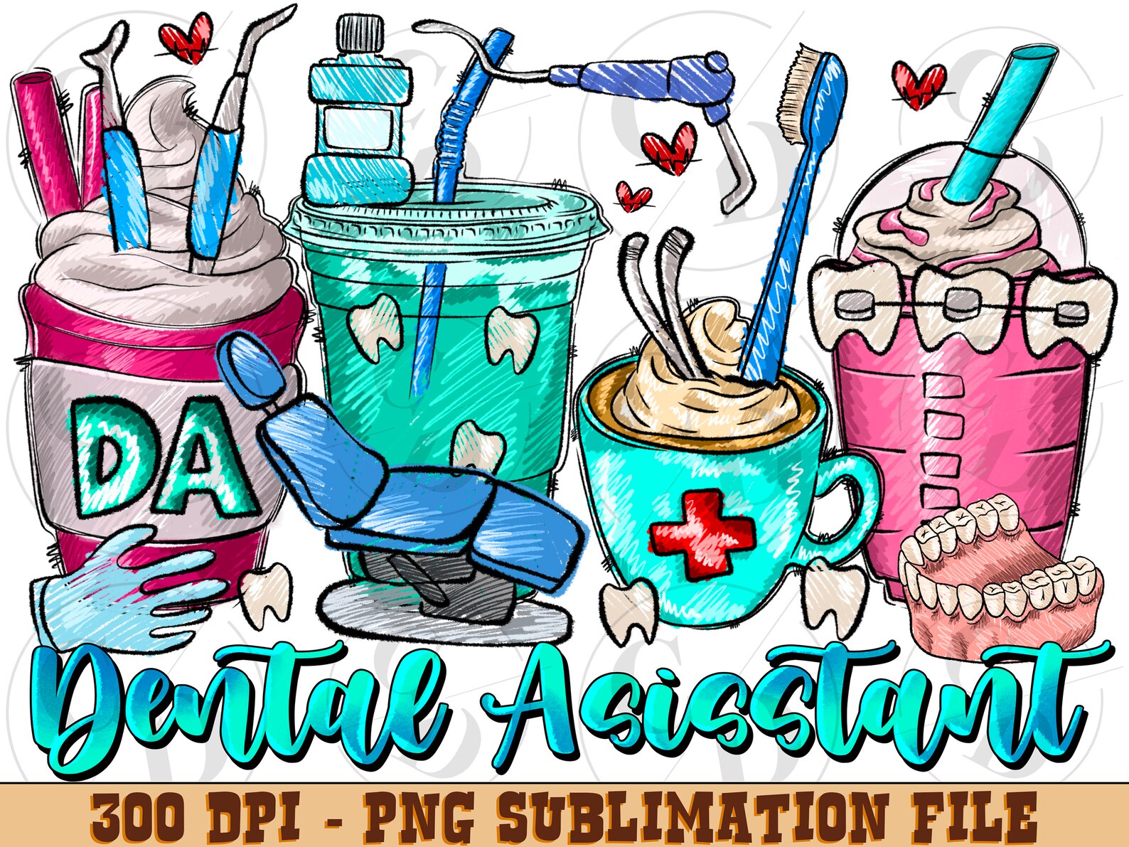 Dental Assistant Coffee Cups PNG, Sublimation Design (digital Download ...
