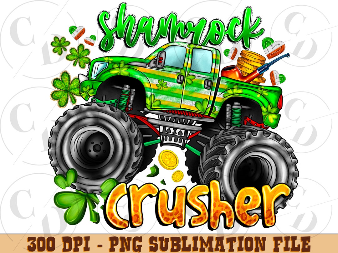 St. Patrick's Shamrock Monster Truck PNG, Sublimation Design (digital ...