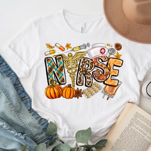 Nurse With Fall Element Png Sublimation Design, Nurse Png, Hello Fall ...