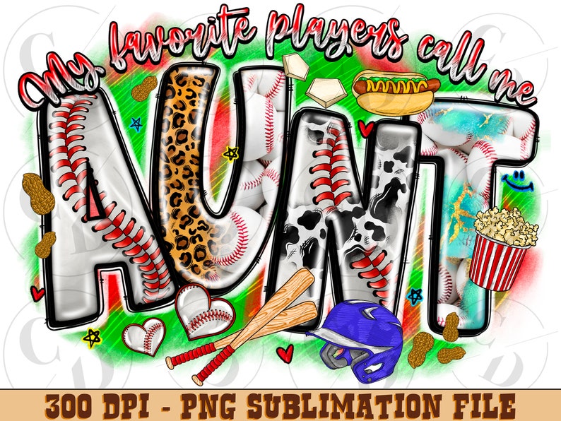 Baseball Aunt PNG, Sublimation Clipart (transparent PNG) - Etsy