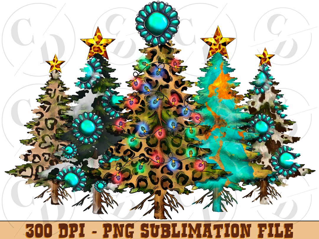 Cowhide Trees Png Sublimation Design Download, Hand Drawn Trees Png ...