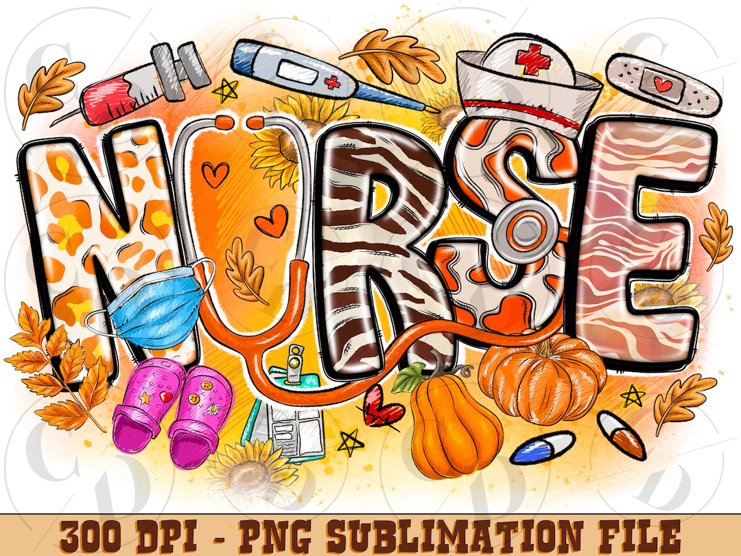 Nurse With Fall Element Png Sublimation Design, Nurse Png, Hello Fall ...