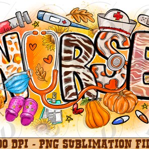 Nurse With Fall Element Png Sublimation Design, Nurse Png, Hello Fall ...
