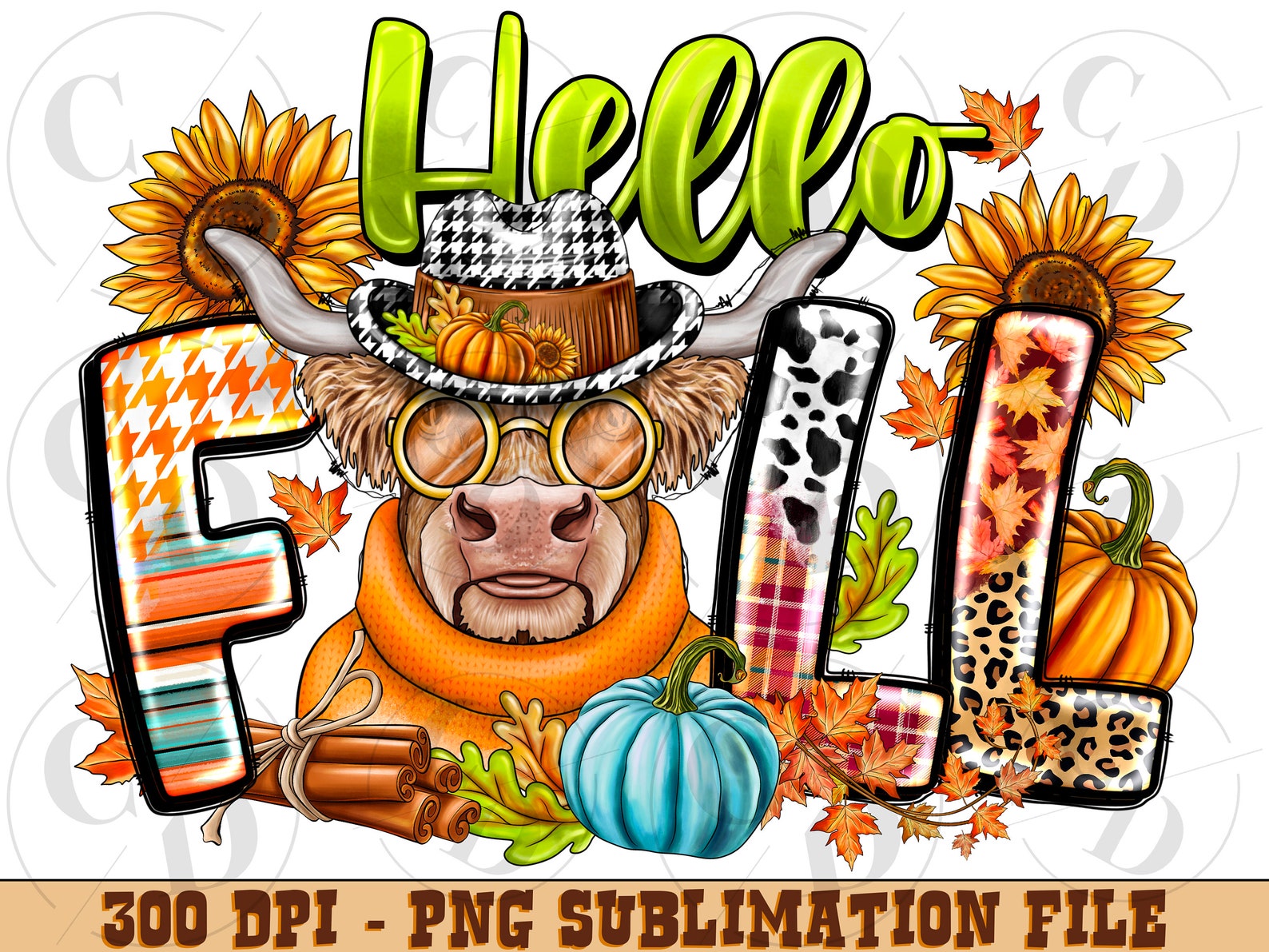 Hello Fall Heifer Cow Png Sublimation Design, Fall Vibes Png, Fall Cow ...