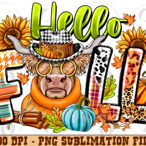 Hello Fall Heifer Cow Png Sublimation Design, Fall Vibes Png, Fall Cow ...