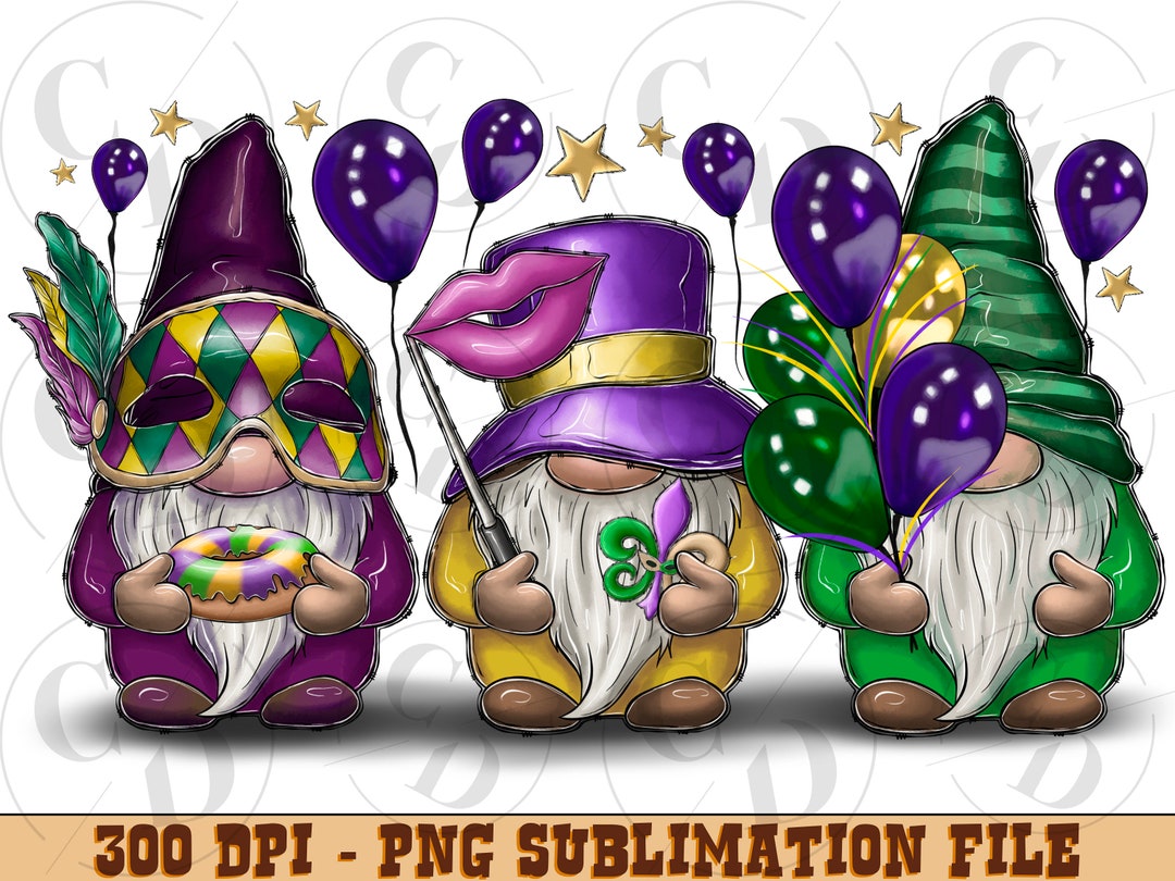 Mardi Gras With Gnomes Png Sublimation Design Download, Happy Mardi ...