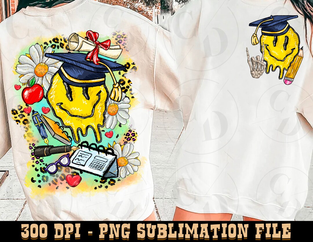 Teacher Smiley Face PNG, Graduation Sublimation Design (digital ...