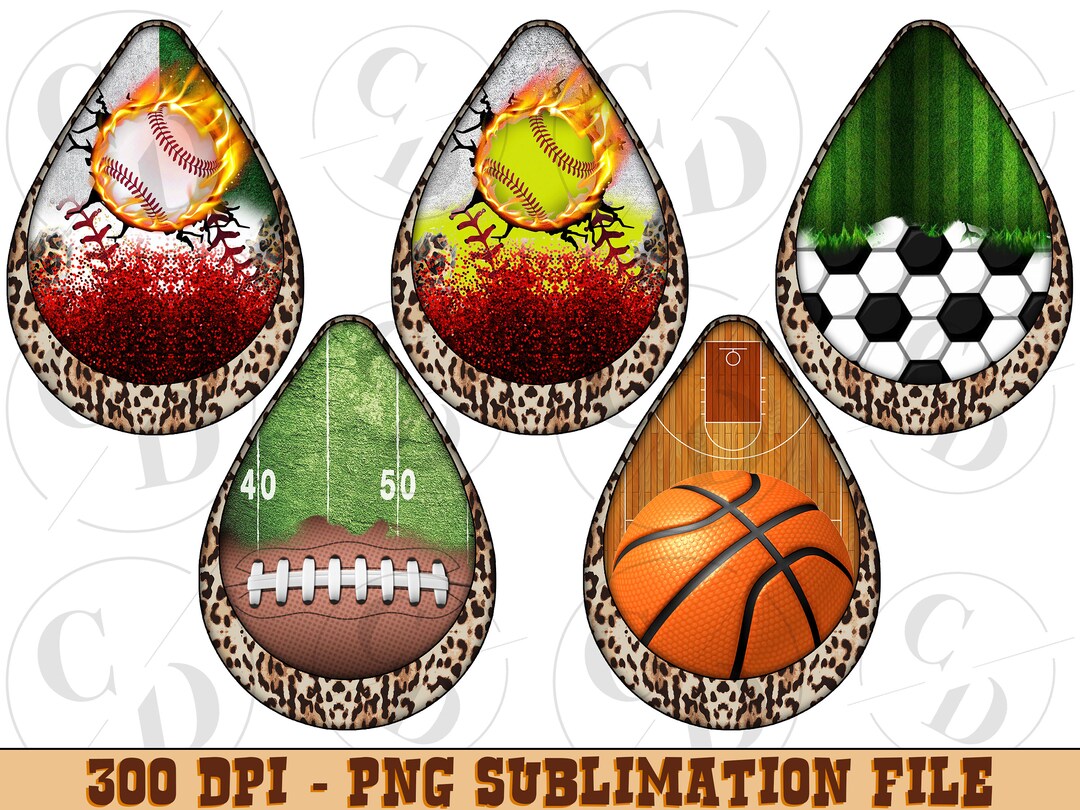 Sport Teardrop Earring PNG Sublimation Design Bundle (digital Download ...