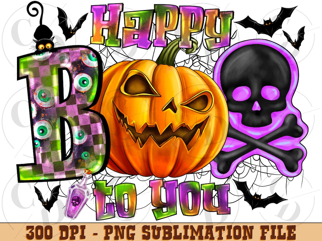 Happy Boo to You Halloween Png, Pumpkin Skull Clipart (digital Download ...