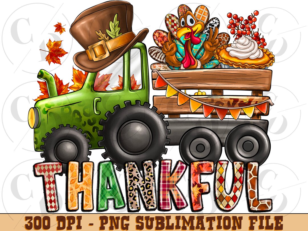 Thankful Tractor Png Sublimation Design Download, Fall Tractor Png ...