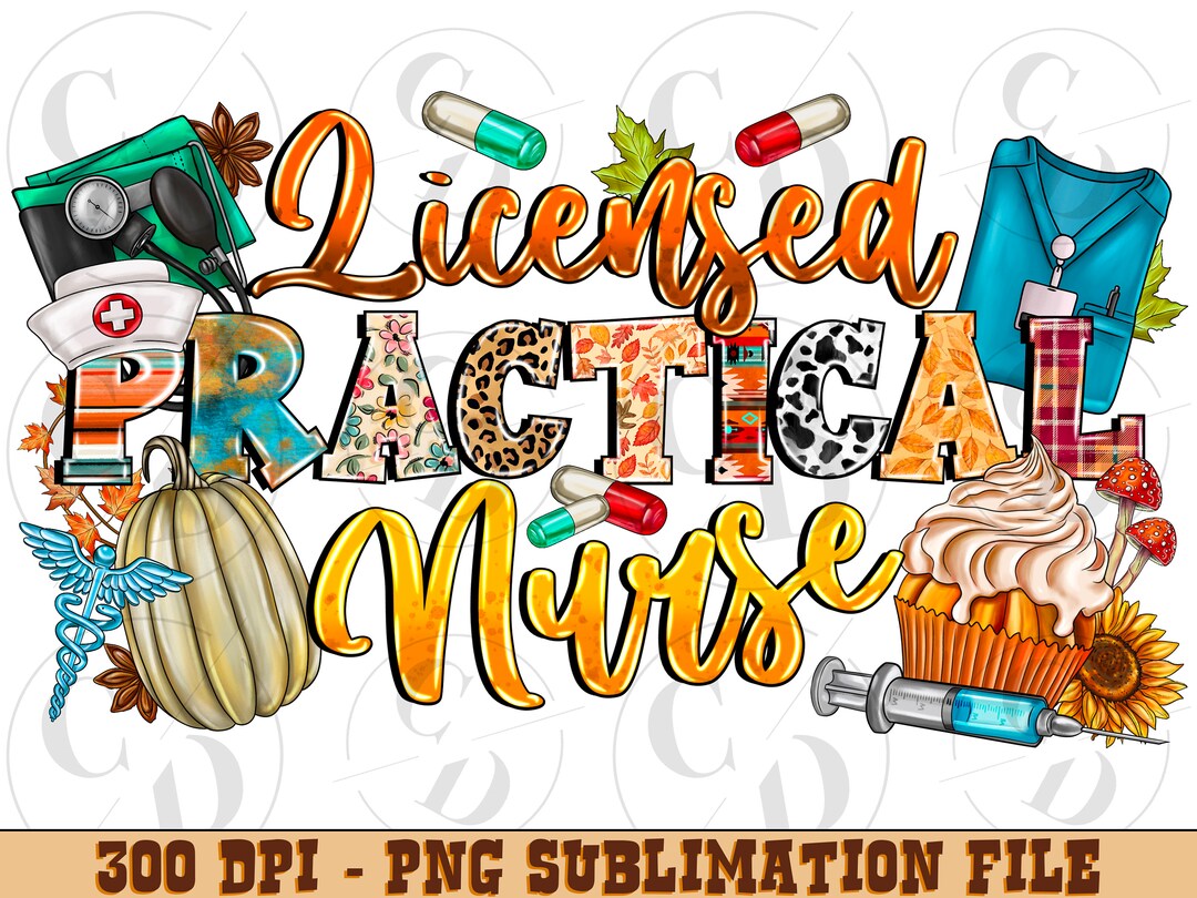 Fall LPN Licensed Practical Nurse Png Sublimation Design Download, Fall ...
