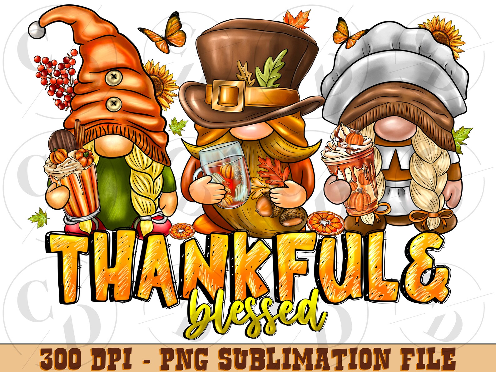 Thankful Blessed Gnomes Png Sublimation Designs Downloads - Etsy