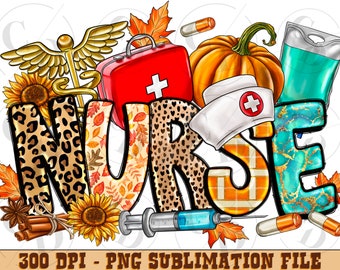 Nurse With Fall Element Png Sublimation Design, Nurse Png, Hello Fall ...