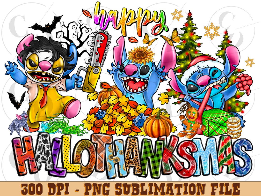 Hallothanksmas Stitch PNG, Stitch Clipart, Fall PNG, Halloween Stitch ...