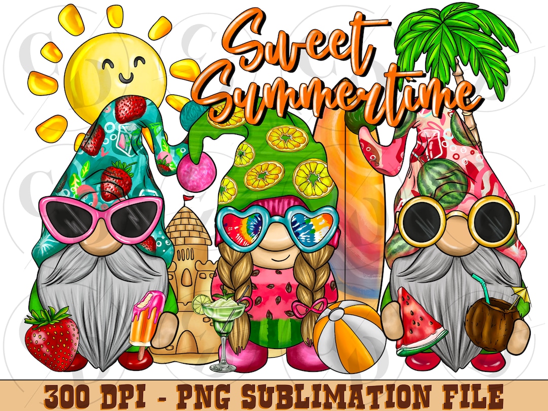 Sweet Summer Time Gnome PNG, Sublimation Designs, Gnome PNG, Summer ...
