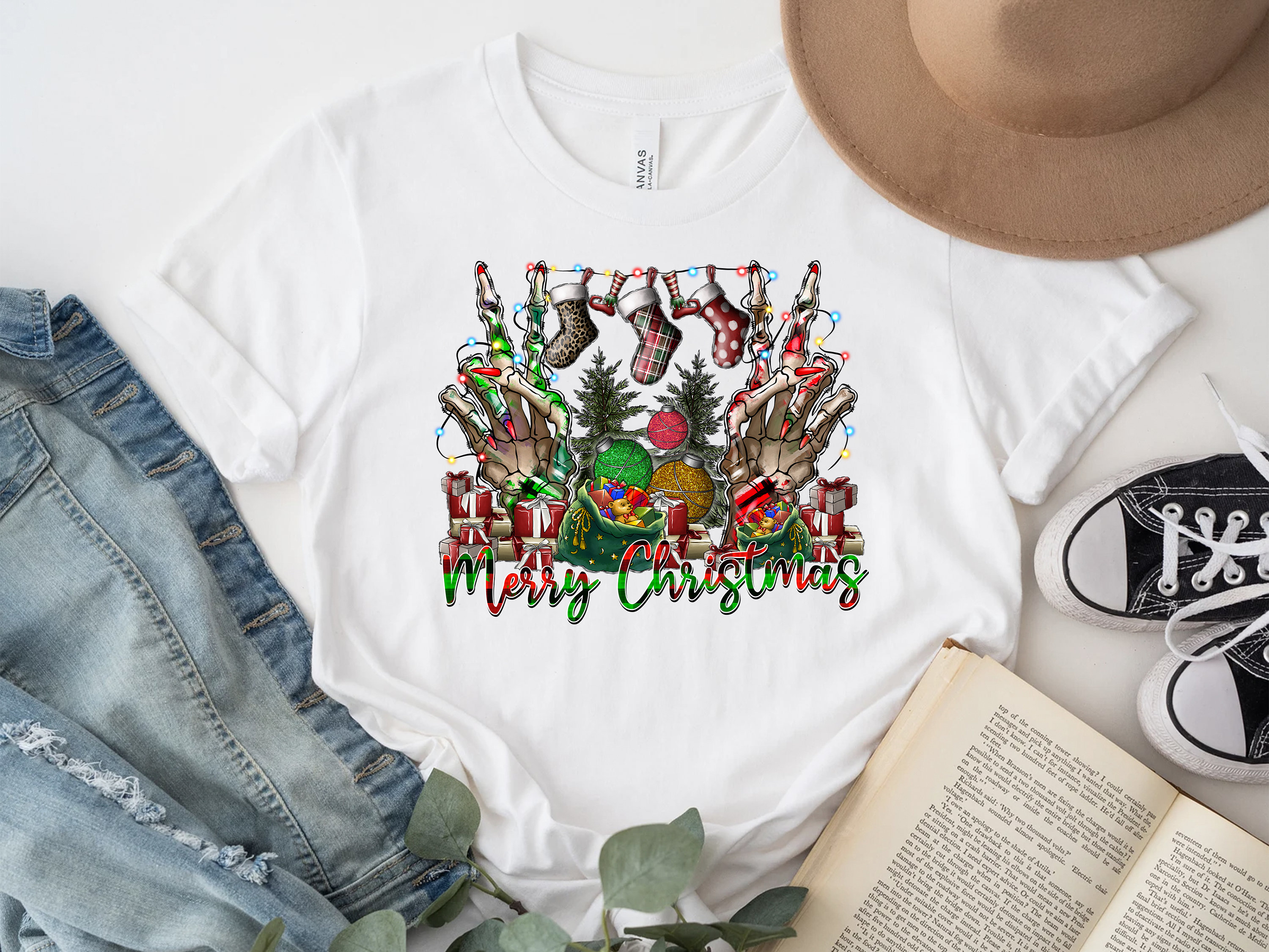 Merry Christmas Skeleton Peace Hands PNG, Scary Christmas Sublimation ...