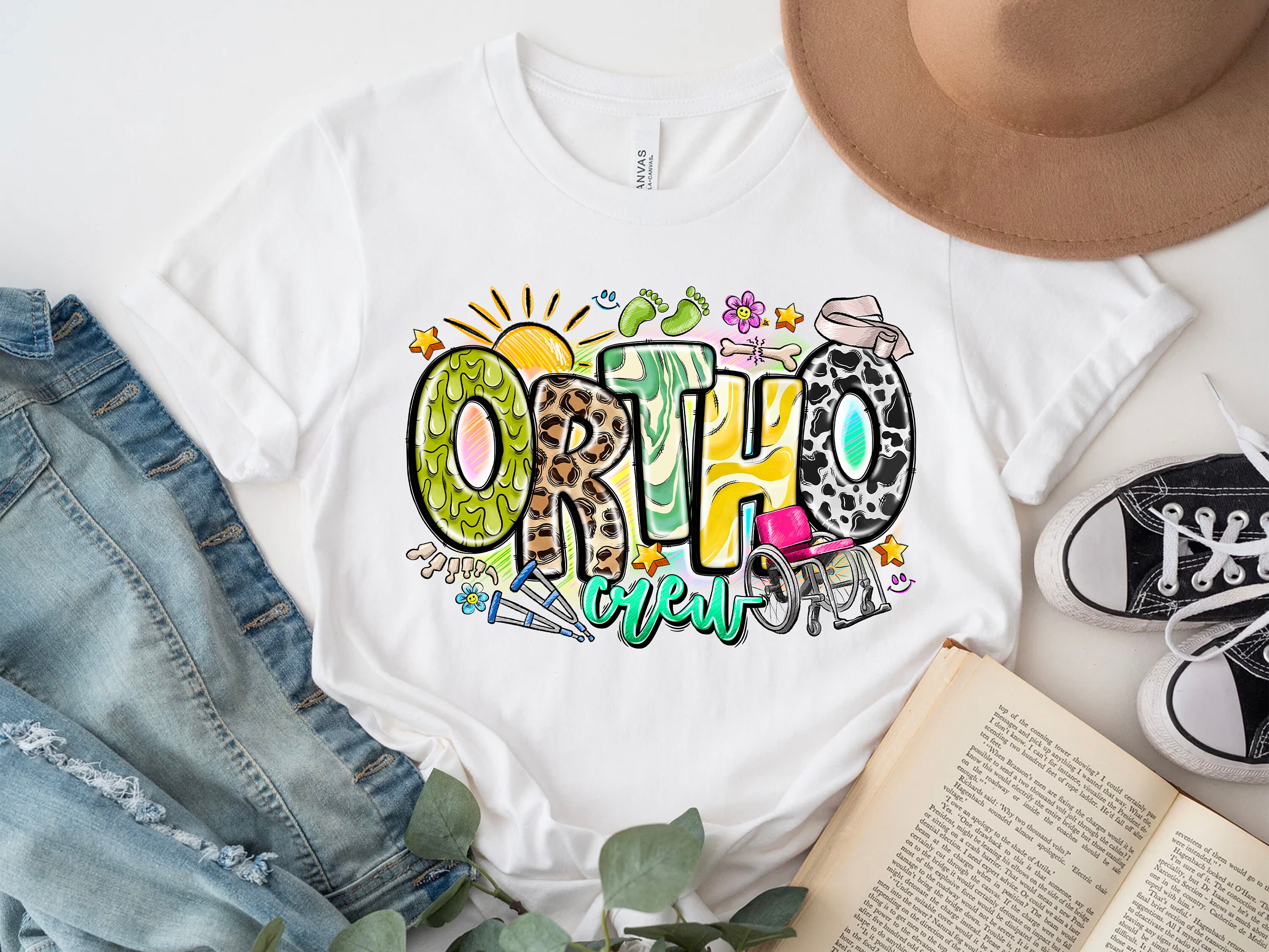 Ortho Crew Groovy Flower Design, Retro Nurse Spring PNG (digital ...