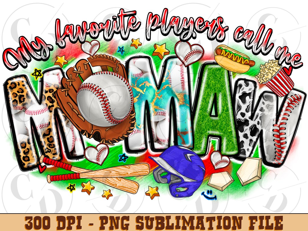 Baseball Mamaw PNG, My Favorite Players, Sublimation Design (digital ...