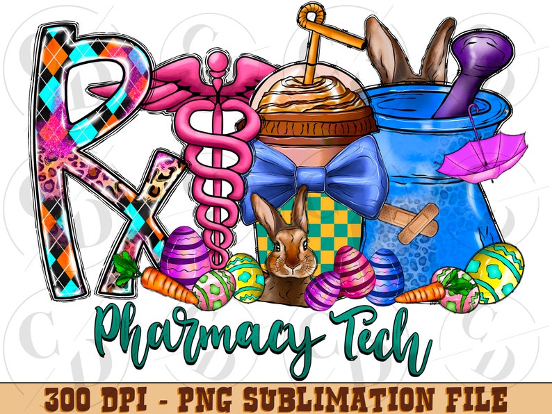 Easter Pharmacy Tech PNG, RX Bunny Sublimation Design (Digital Download ...