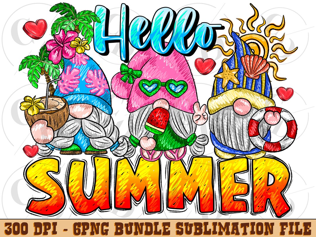 Hello Summer Gnomes Png Sublimation Design Download, Tie Dye Gnomes Png ...